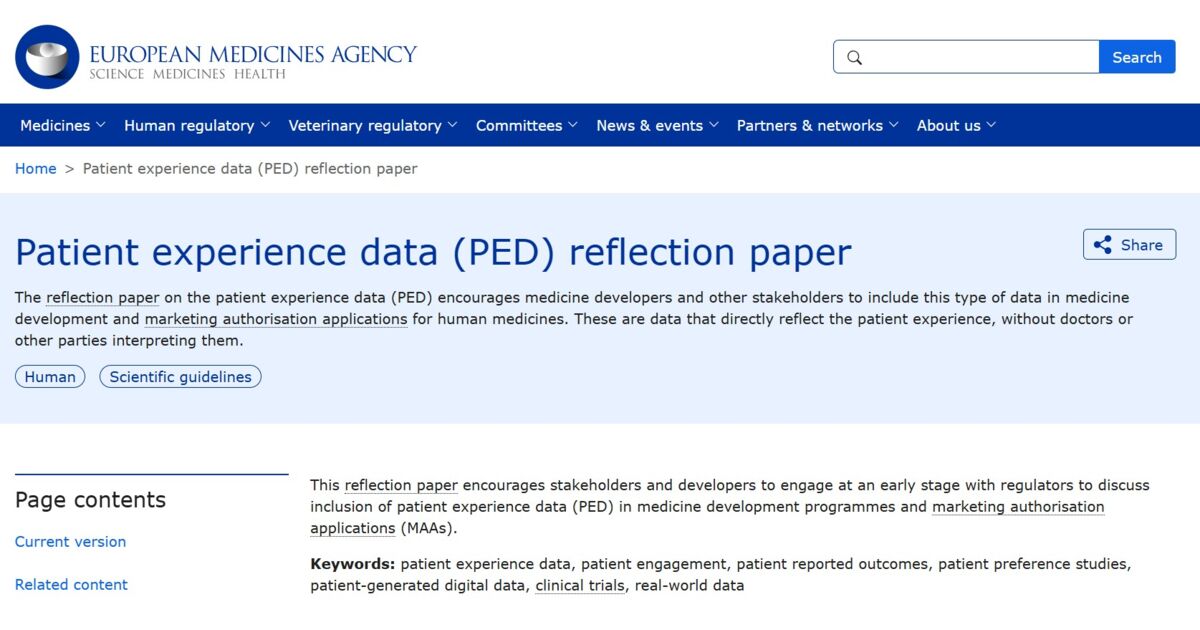 What EMA’s Patient Experience Data consultation signals — and what