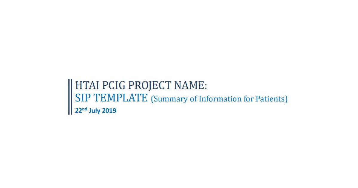 SIP TEMPLATE (Summary of Information for Patients) - Project Proposal
